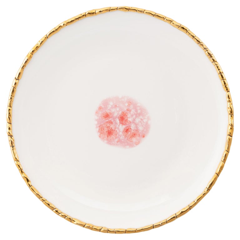 Contemporary Set of 2 Dessert Plates Gold Hand Painted Porcelain ...