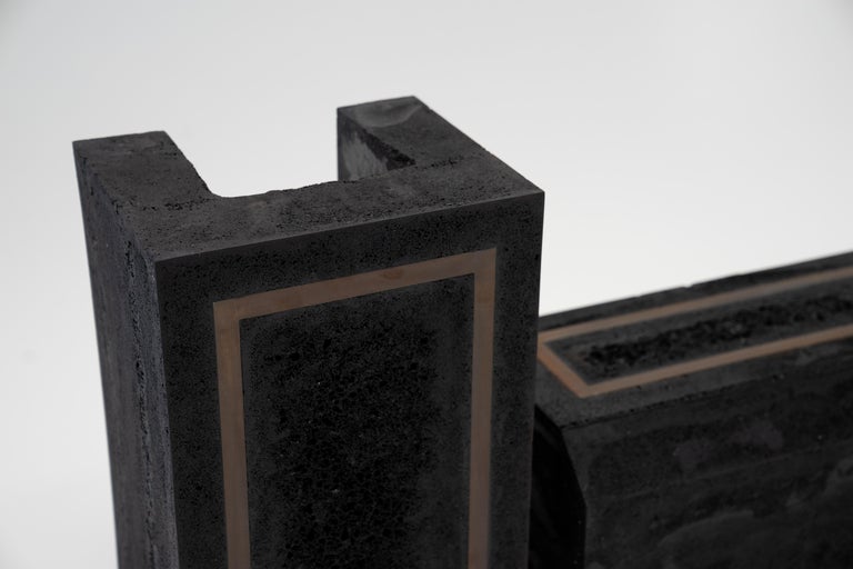 Set of 3 Modern Side Tables Contemporary Handmade, Graphite, Resin ...