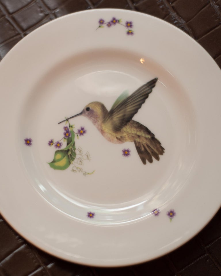 Contemporary Set of 6 Lou Rota London Hummingbird Tea Plates For Sale ...