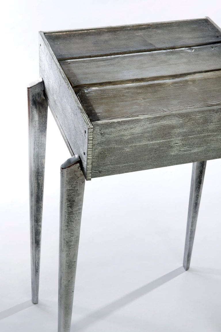 Shack Side Table in Cast Aluminum and Mirrored Glass by Gregory Nangle ...