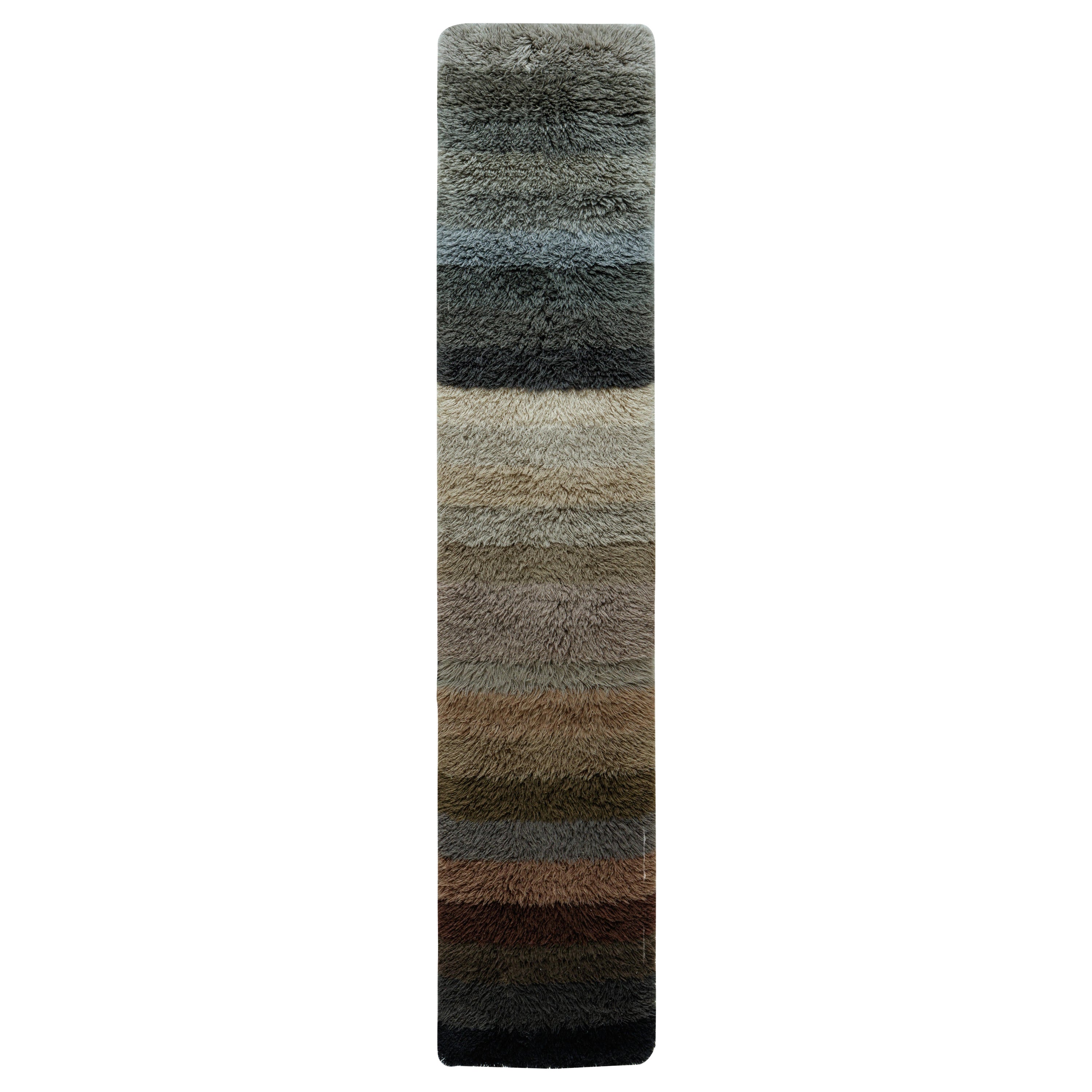 Contemporary Shaggy Beige, Blue, Brown, Grey Runner by Doris Leslie ...