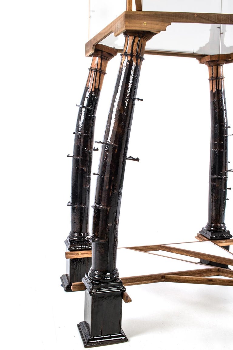 Contemporary Showcase Crooked Balance, Antique Columns in Wood, Acrylic ...