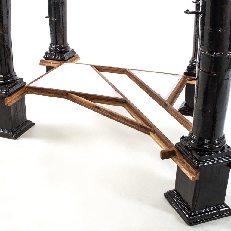 Contemporary Showcase Crooked Balance, Antique Columns in Wood, Acrylic ...