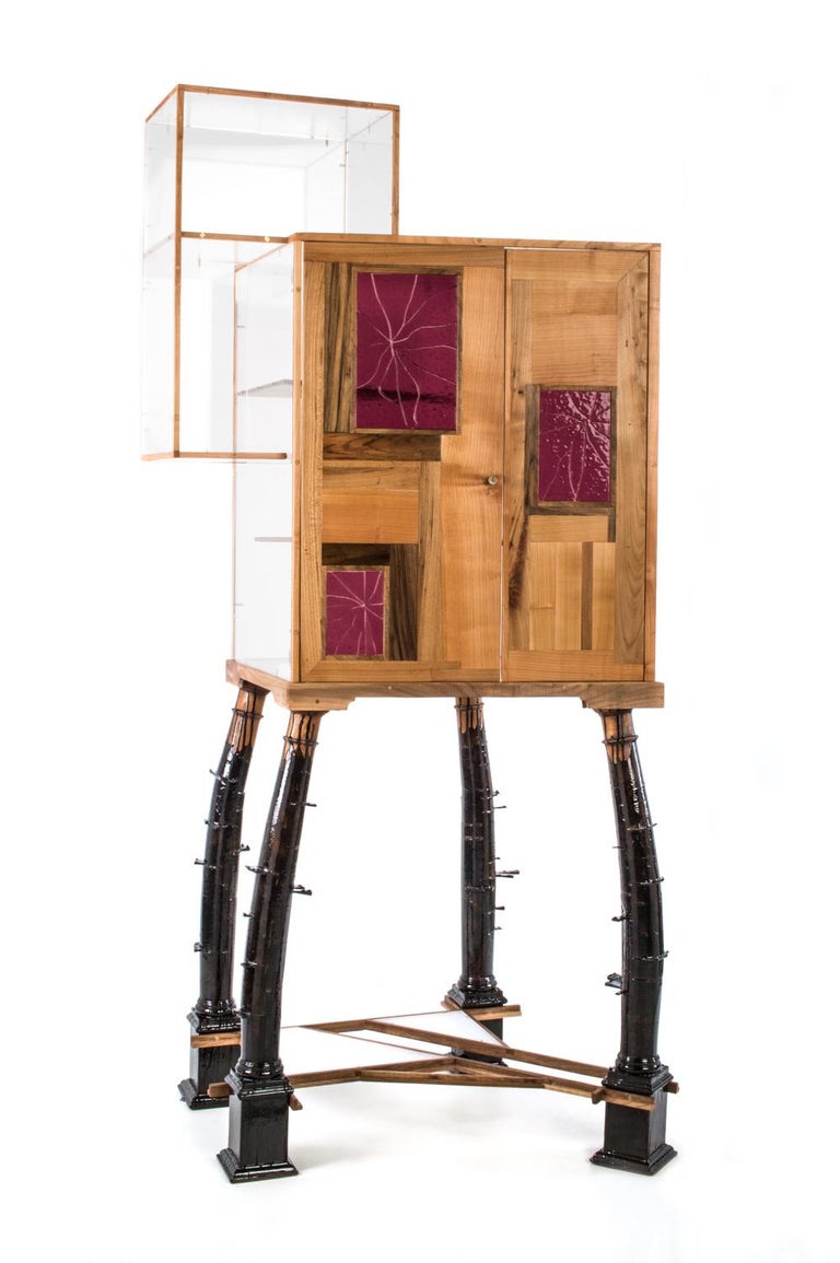 Contemporary Showcase Crooked Balance, Antique Columns in Wood, Acrylic ...