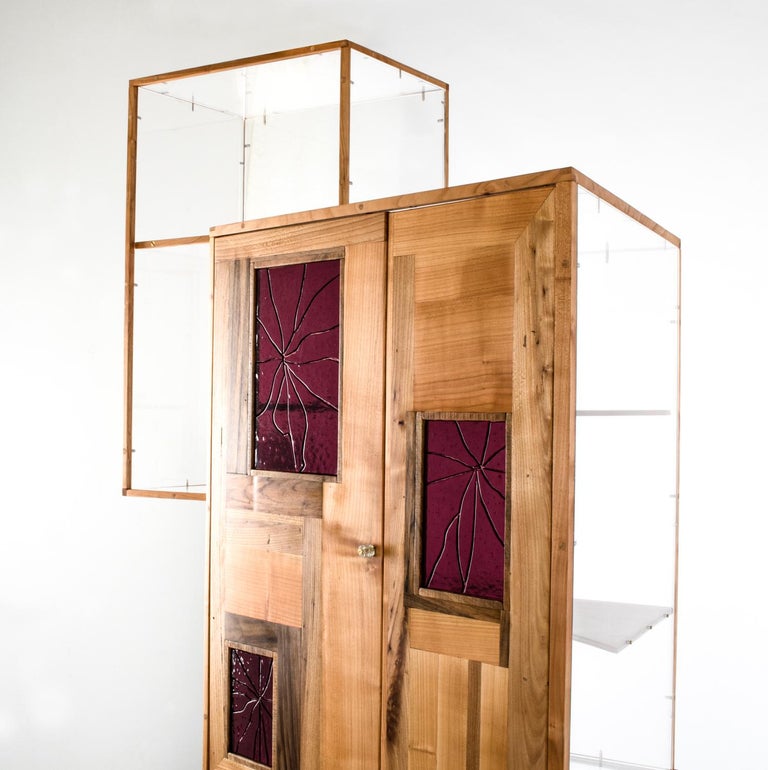 Contemporary Showcase Crooked Balance, Antique Columns in Wood, Acrylic ...