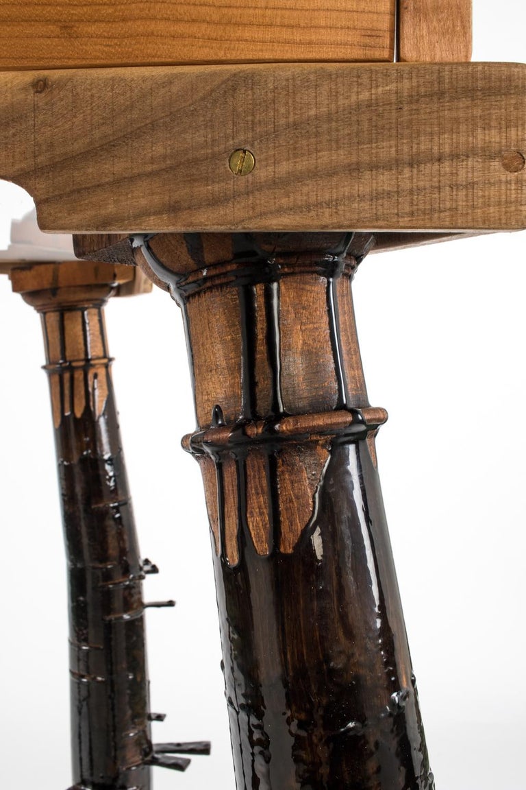 Contemporary Showcase Crooked Balance, Antique Columns in Wood, Acrylic ...