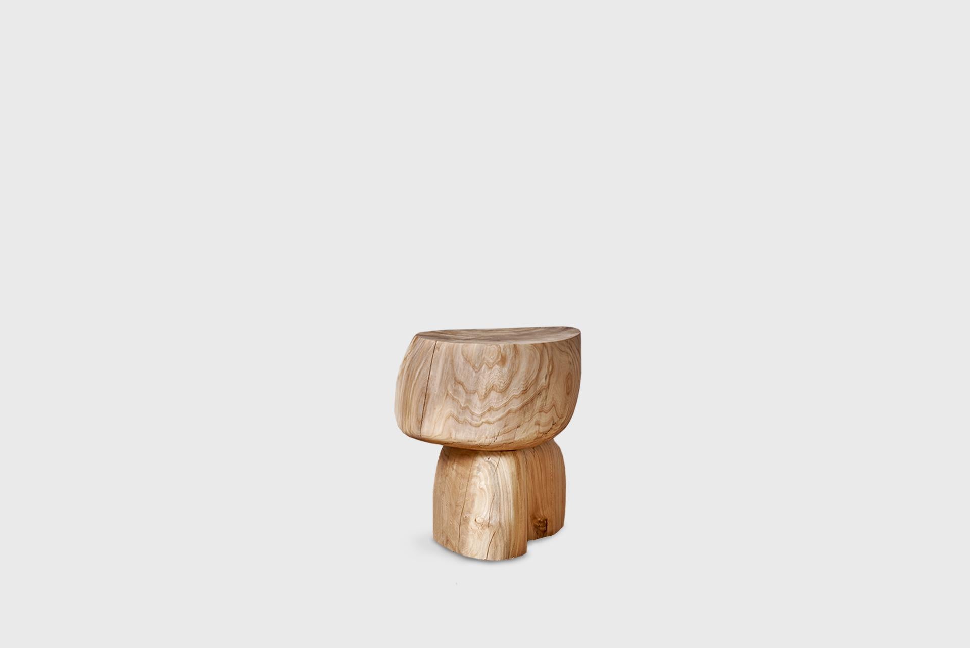 Contemporary Side/Coffee Table-Stool, Modern Natural Plain Elm Wood ...