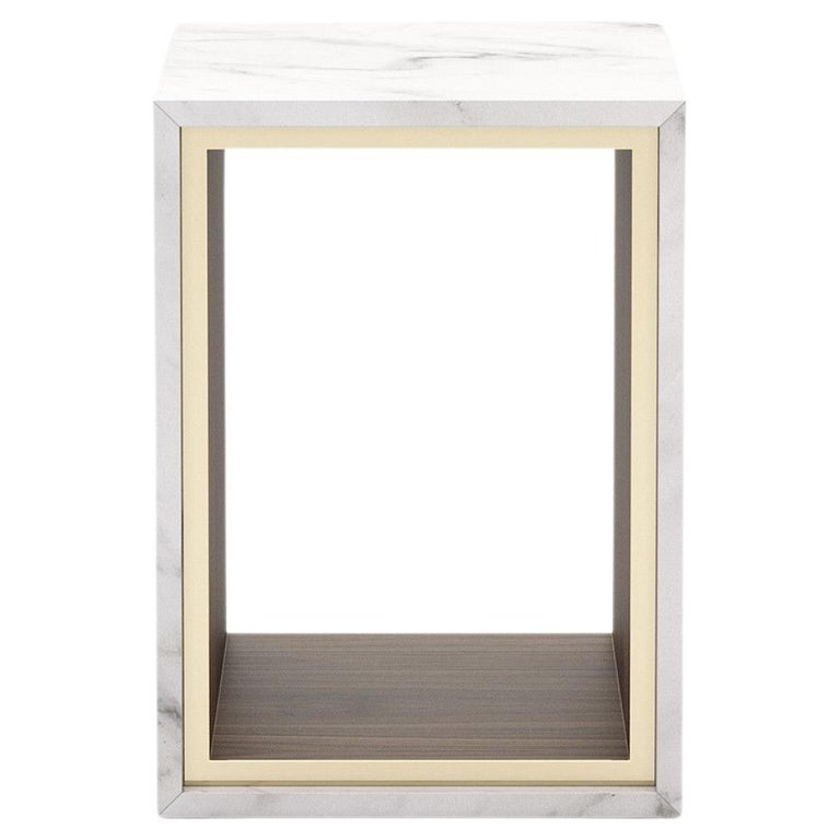 Customizable Side Table with Marble, Wood and Metal Elements For Sale ...