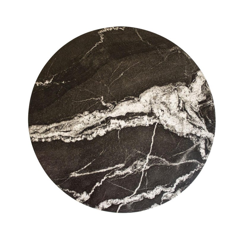 Contemporary Side Table in Iron and Varnished Marquina Marble, Spain ...