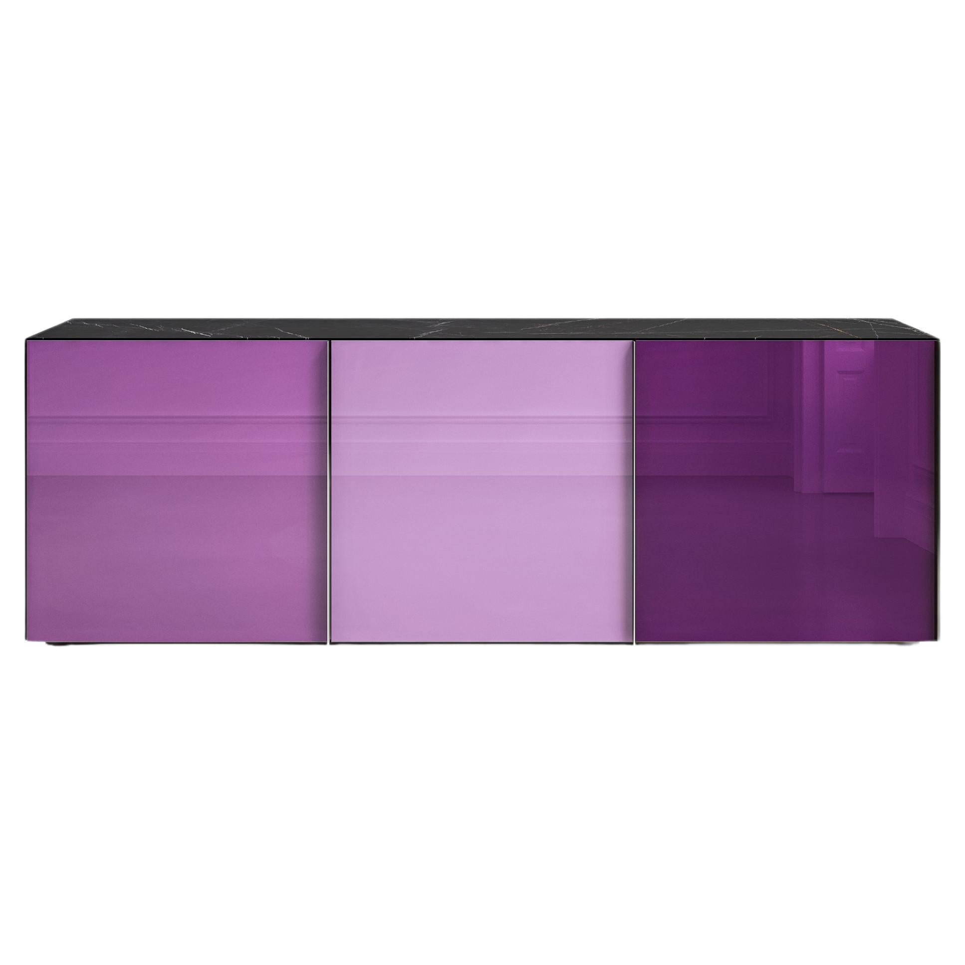 Contemporary Sideboard Black Marble Top Storage Unit Metal Container ...