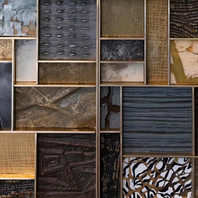 Contemporary Sideboard Brut Steel, and Mixed Media Patchwork Doors For ...