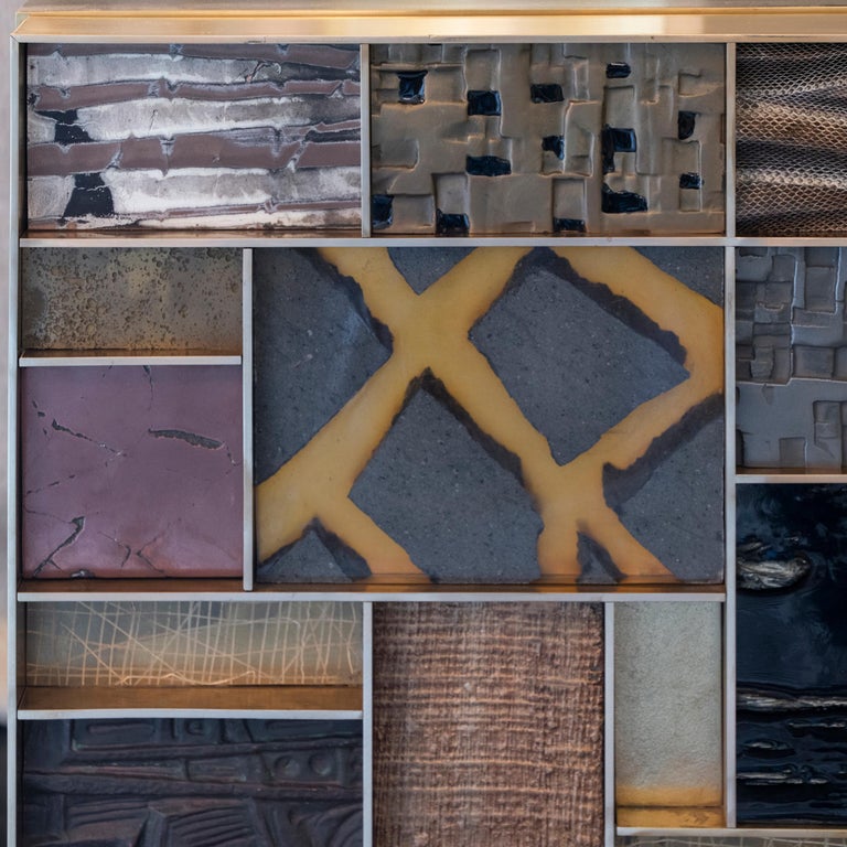 Contemporary Sideboard Brut Steel, and Mixed Media Patchwork Doors For ...