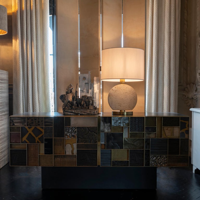 Contemporary Sideboard Brut Steel, and Mixed Media Patchwork Doors For ...
