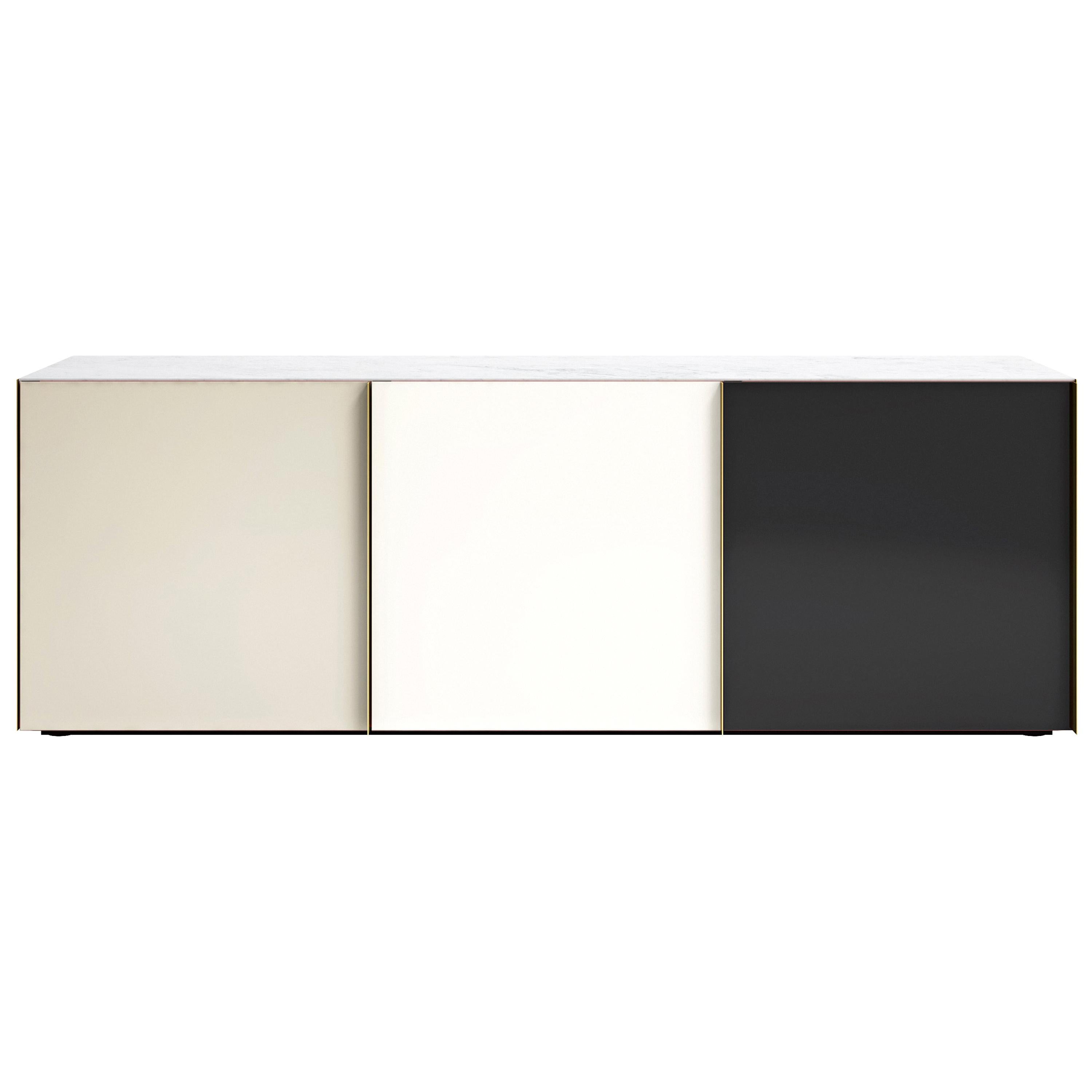 Contemporary Column Set of Four Brass Glass Cupboards Storage Unit ...