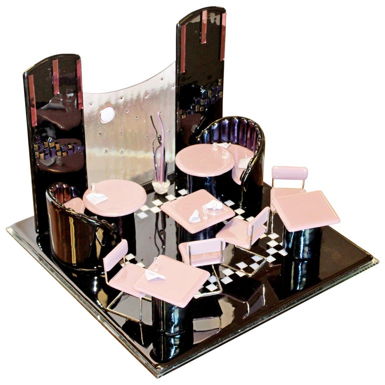 Contemporary Signed Emily Brock Kiln Worked Glass Cafe Table Sculpture ...