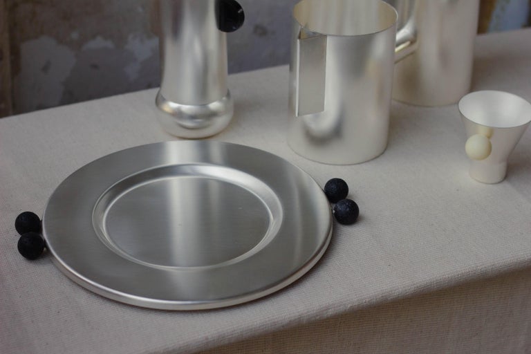 Contemporary Silver Plated Plate Lava Stone Handcrafted Natalia Criado ...
