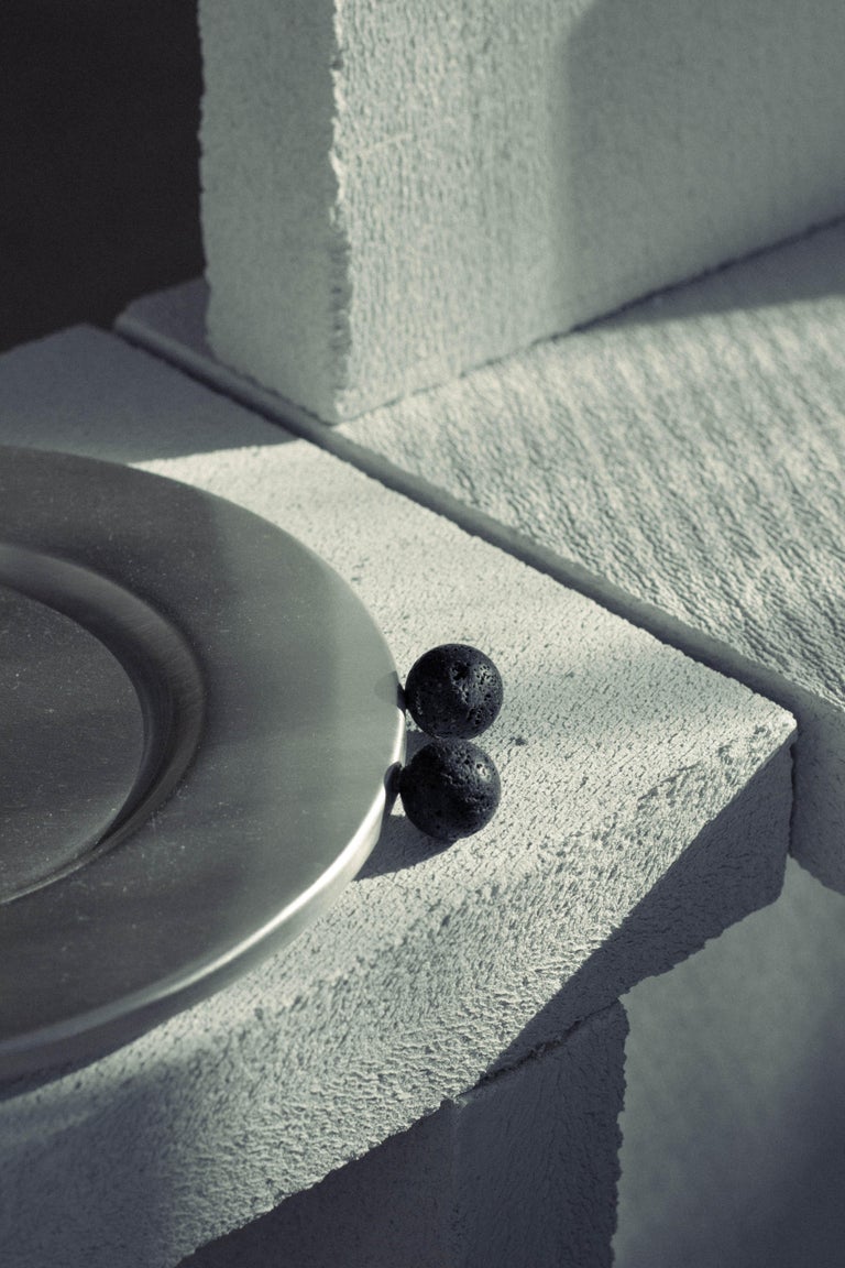 Contemporary Silver Plated Plate Lava Stone Handcrafted Natalia Criado ...