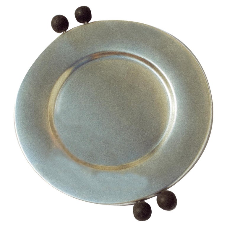 Contemporary Silver Plated Plate Lava Stone Handcrafted Natalia Criado ...
