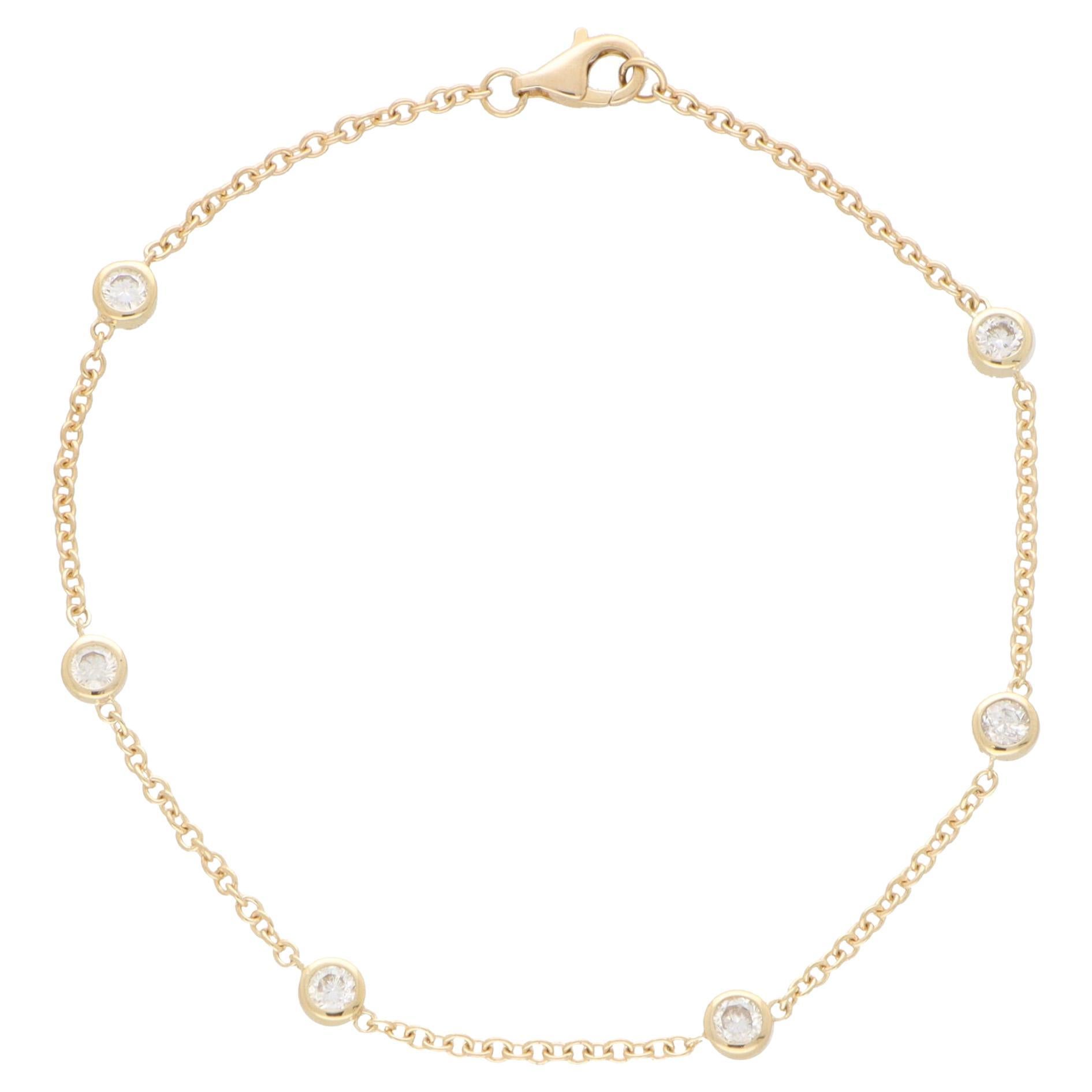 Van Cleef and Arpels Onyx and Diamond Chain Bracelet in 18 Karat Yellow ...