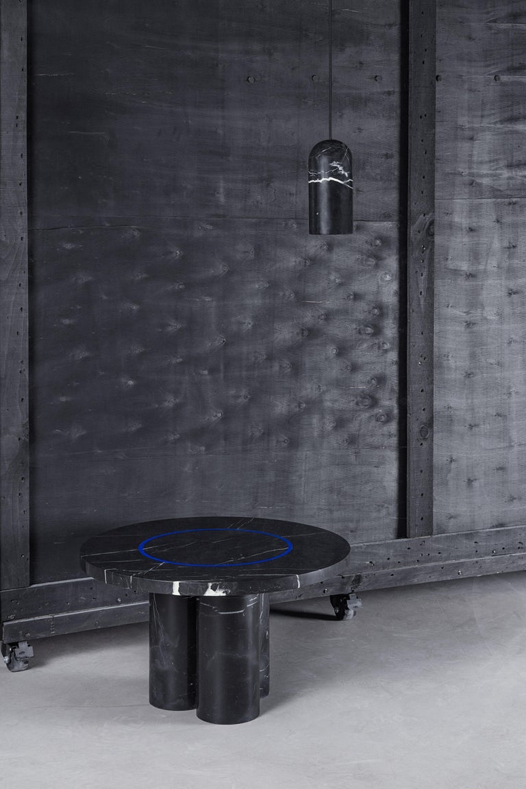 Contemporary Small Table 'DISLOCATION' in Black Marble by Buzao 'Round ...