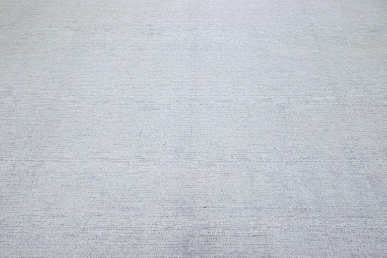 Contemporary Solid Gray Handmade Wool and Silk Rug For Sale at 1stDibs