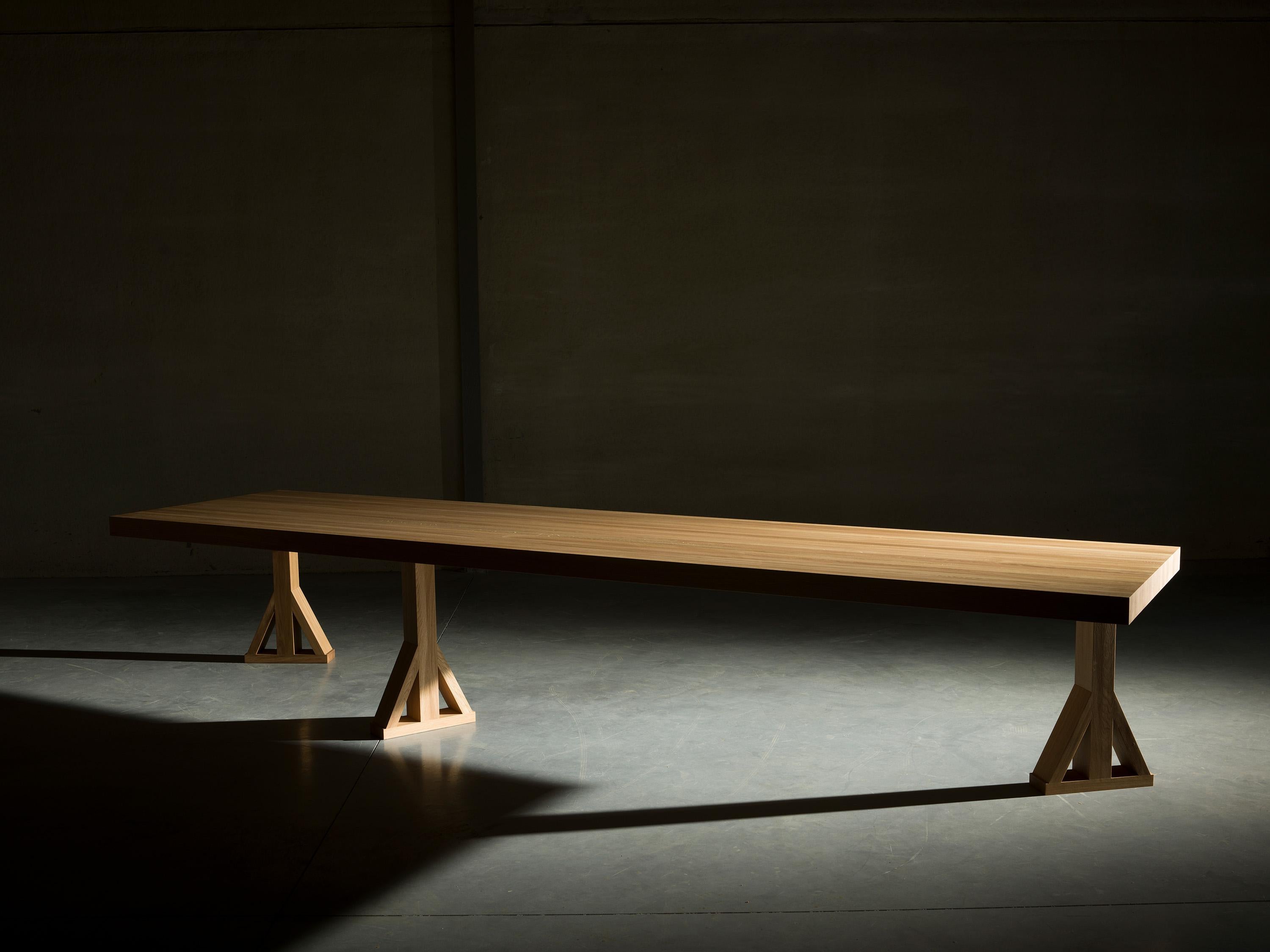 Contemporary solid oak Long dining table 3 by Casimir For Sale at 1stDibs