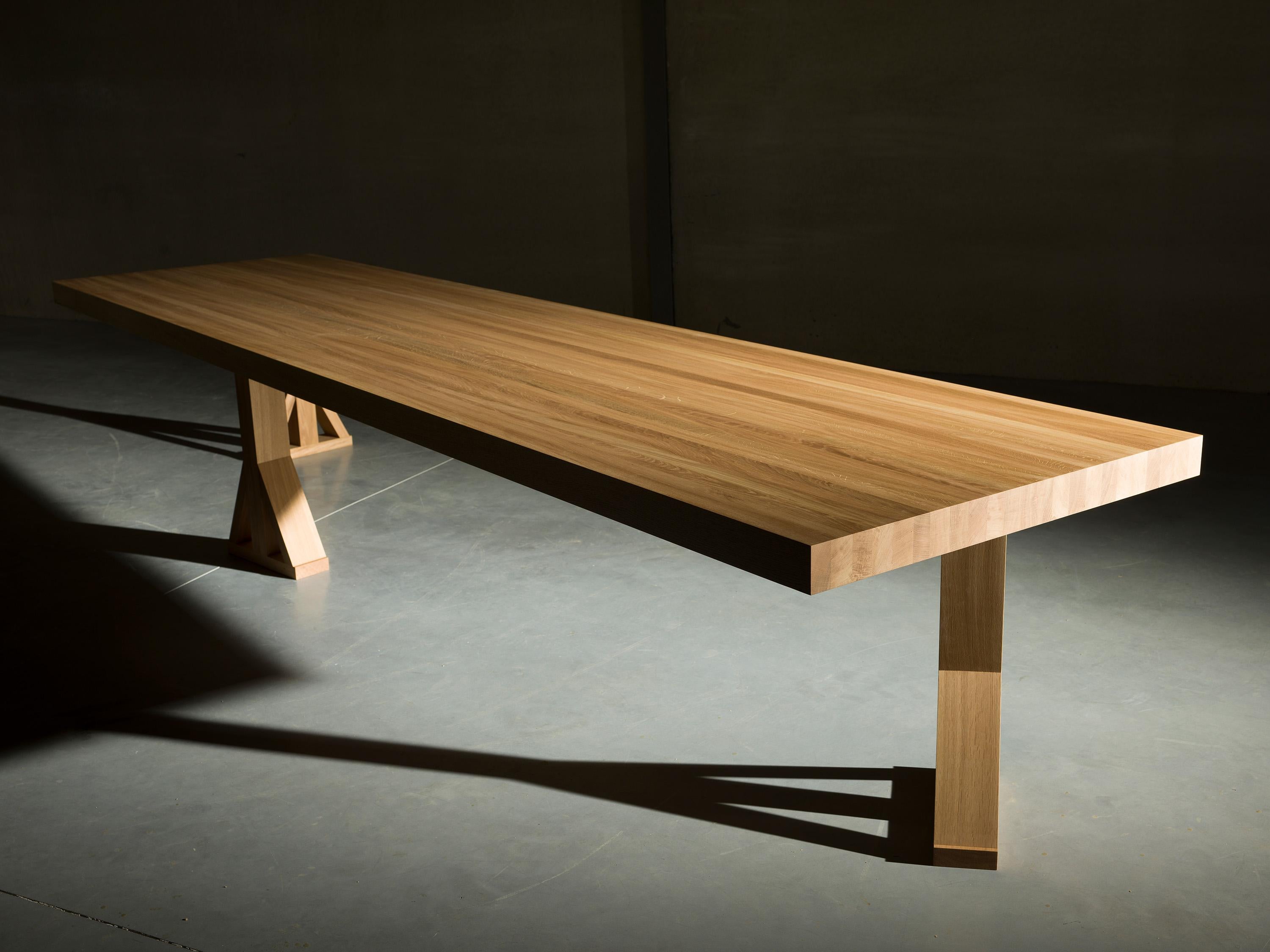 Contemporary solid oak Long dining table 3 by Casimir For Sale at 1stDibs