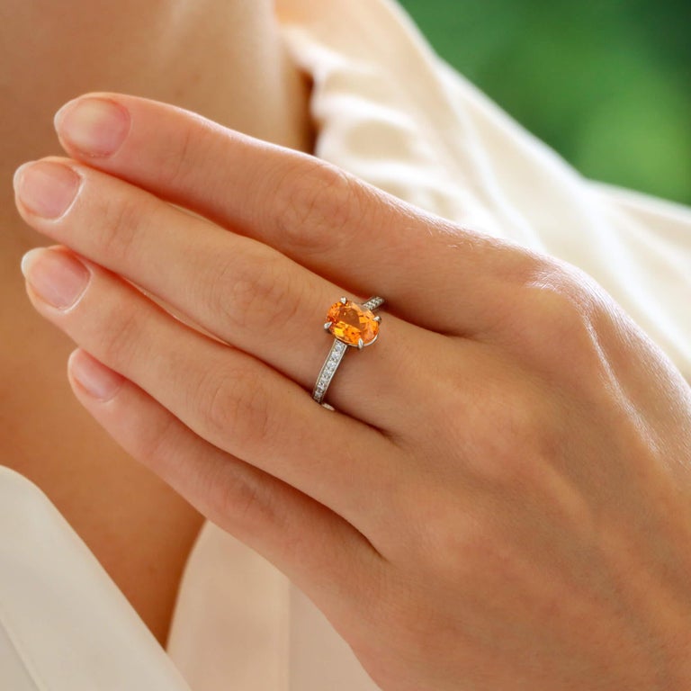 Contemporary Spessartite Garnet and Diamond Solitaire Ring Set in ...