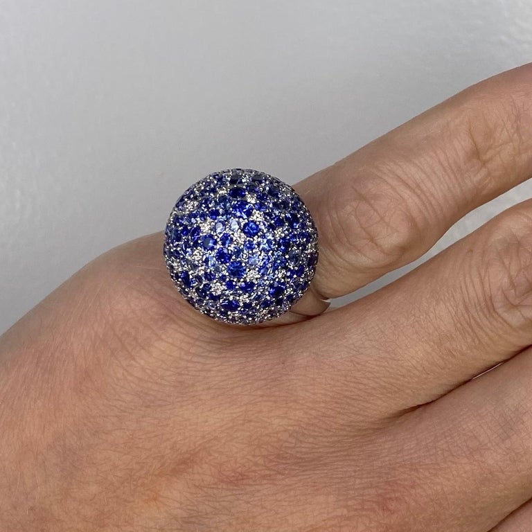 Contemporary Sphere Cocktail Ring 18Kt Gold with 11.87 Ctw Diamonds and ...