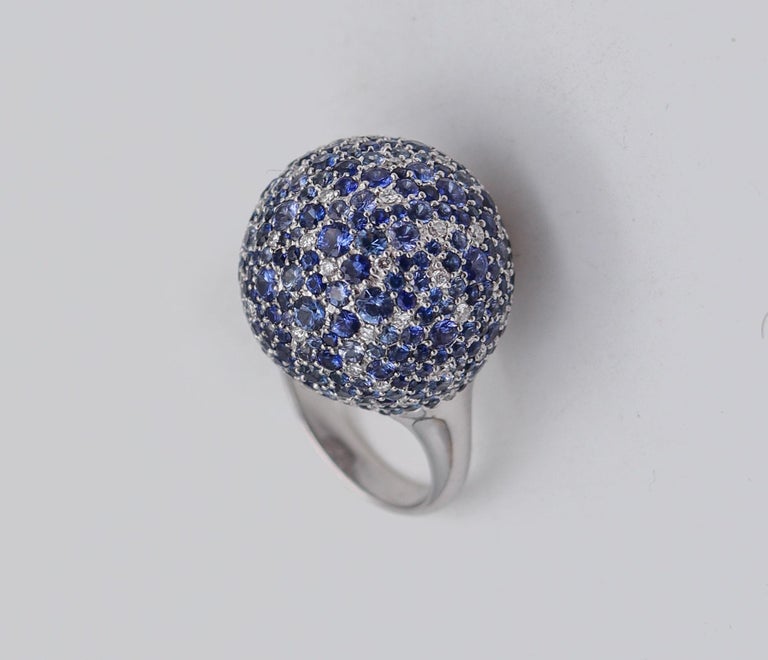 Contemporary Sphere Cocktail Ring 18Kt Gold with 11.87 Ctw Diamonds and ...