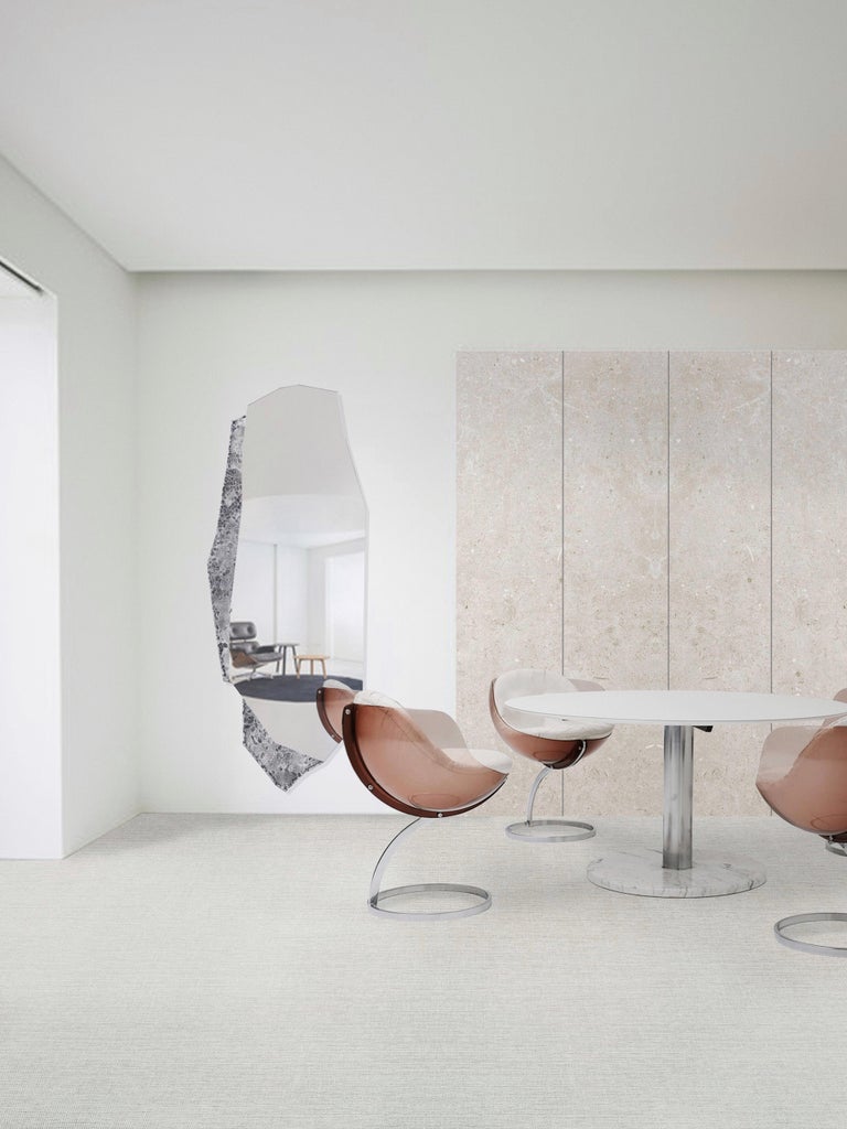 Contemporary Steel and silver Fragment Mirror by Roches and Frères For ...