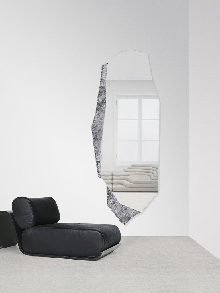 Contemporary Steel and silver Fragment Mirror by Roches and Frères For ...