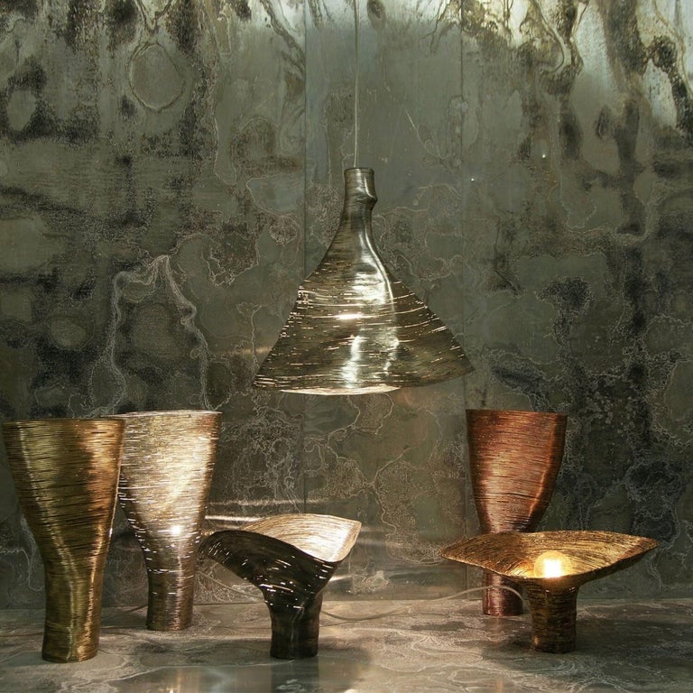 Contemporary Steel and Brass Table Lamp - Wrap Light by Johannes Hemann ...