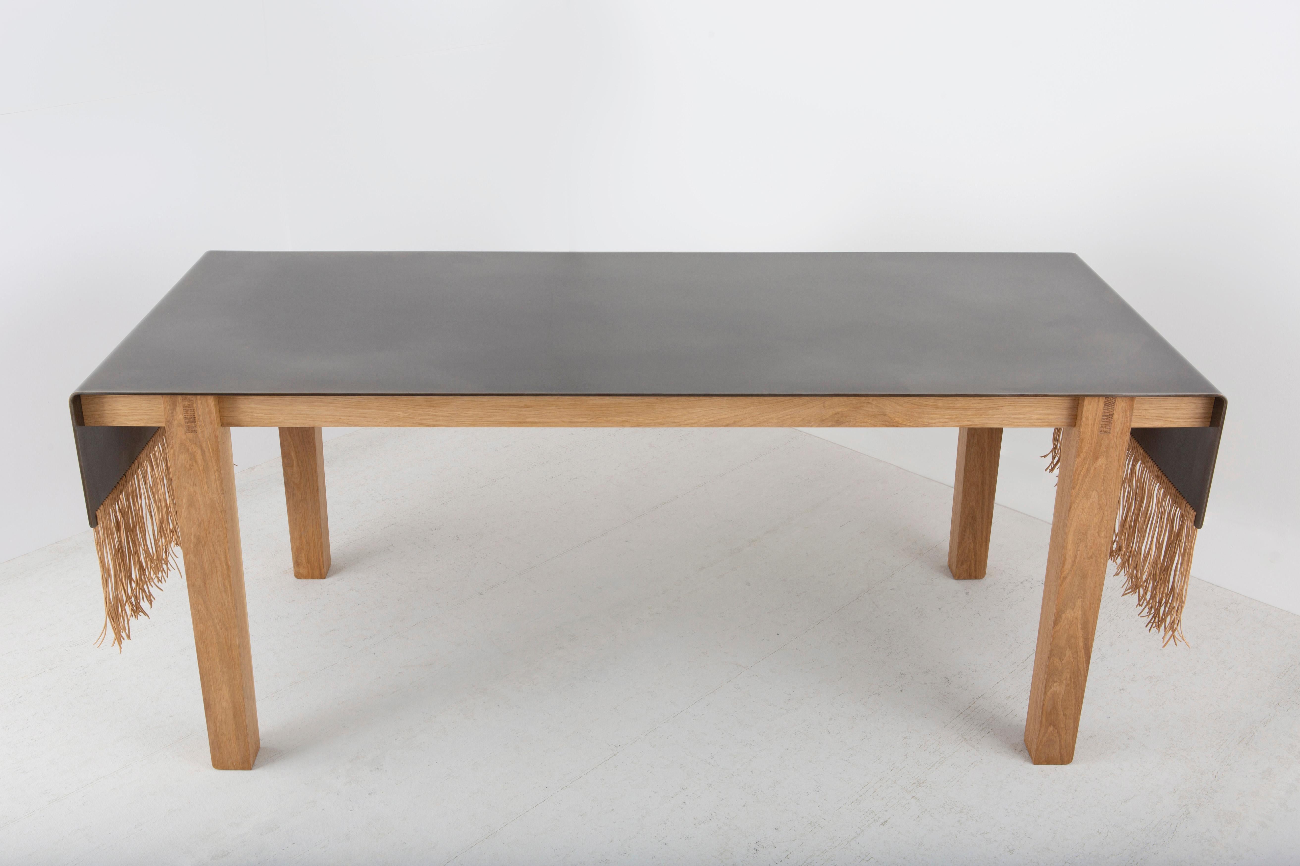 Contemporary Steel, Natural Oak and Suede Lace Native Table by Vivian ...