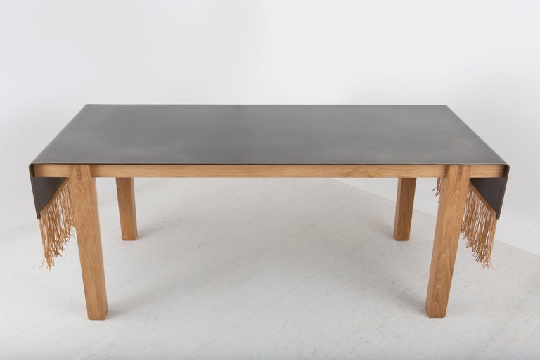 Contemporary Steel, Oak and Suede Native Table by Vivian Carbonell For ...