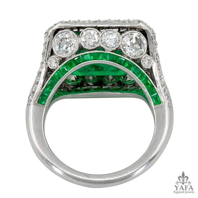 Contemporary Step Cut Emerald Diamond Ring 9.68 Carats For Sale at 1stDibs