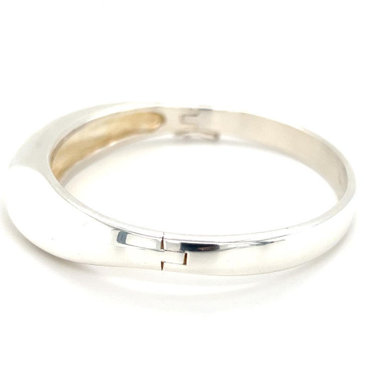 Contemporary Sterling Silver Hinged Bangle For Sale at 1stDibs