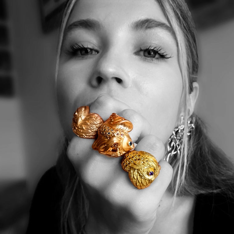 Contemporary Sterling Silver Rose Gold Plated Ceylan Blue Sapphire Ruby ...