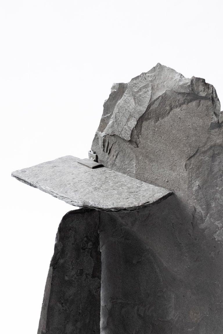 Contemporary Stone Object Console in Slate Stone and Metal For Sale at ...