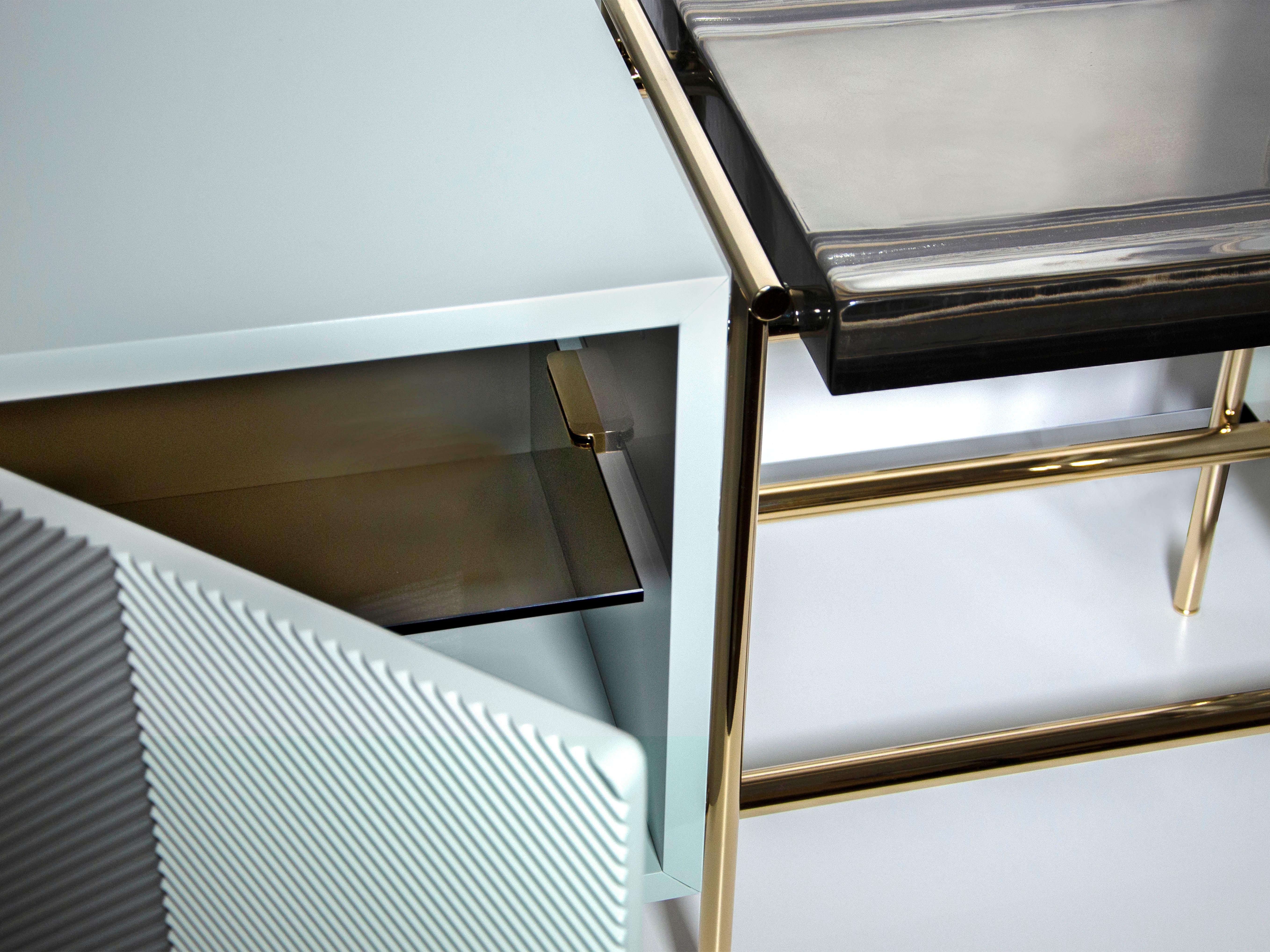 Contemporary Storage by Hessentia in Light-Blue Laquered Wood with ...