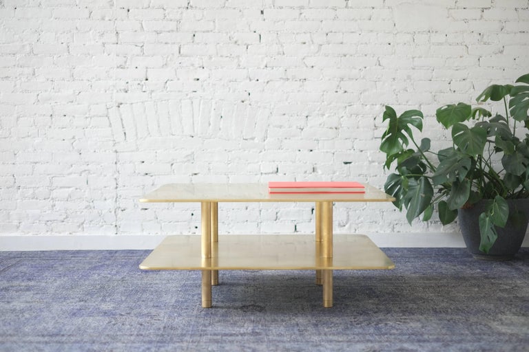 Contemporary Two Tier Strata Coffee Table in Brass by Fort Standard For ...
