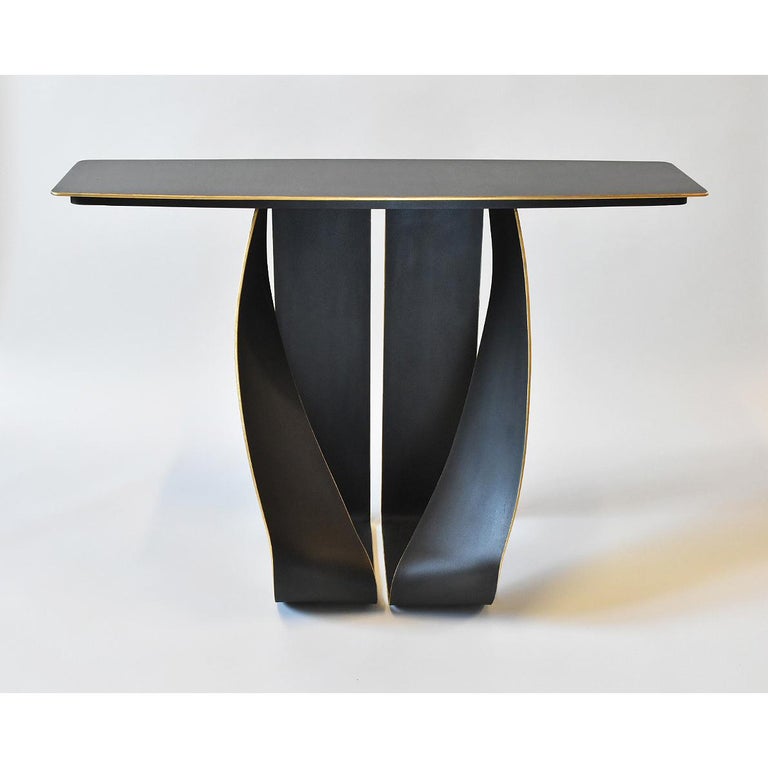 Contemporary Strip Center Console with 24KT Gold Leaf Edge For Sale at ...