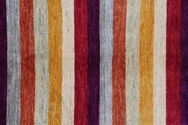 Contemporary Striped Area Rug Multicolored Modern Bedroom Rug For Sale ...