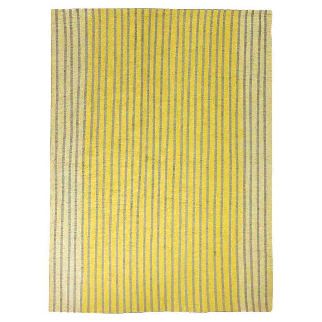 Contemporary Striped Double Sided Grey and Yellow Rug by Doris Leslie ...