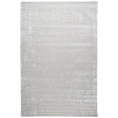 Rust Burnt Orange and Silver Silk Hand-Knotted Ikat Rug For Sale at 1stdibs