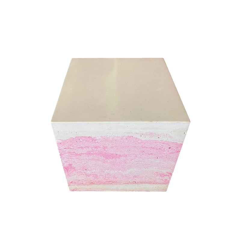 Contemporary Stucco Marble Spanish Side Table For Sale at 1stDibs