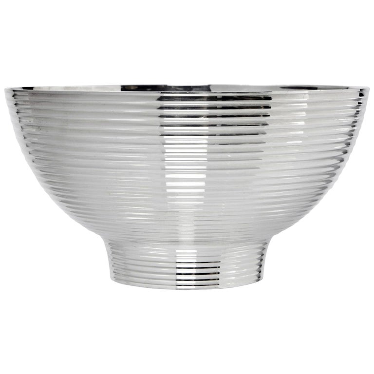 Contemporary Style Ribbed Silver Bowl For Sale at 1stDibs