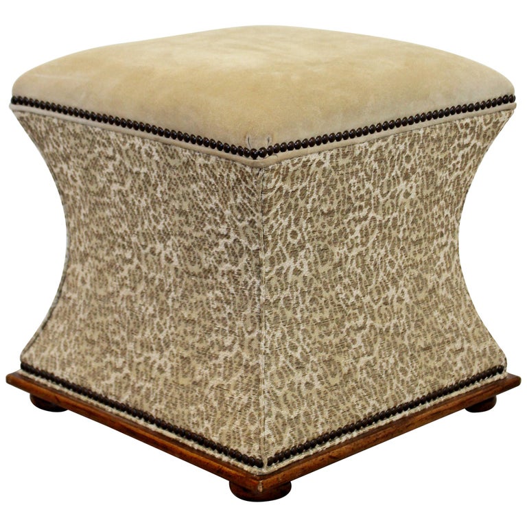 Contemporary Suede Topped Stool Ottoman at 1stDibs