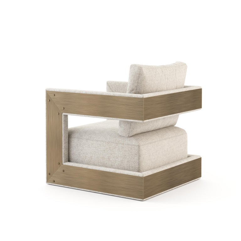 Contemporary Swivel Armchair Featuring Square Arms and Open Back For ...