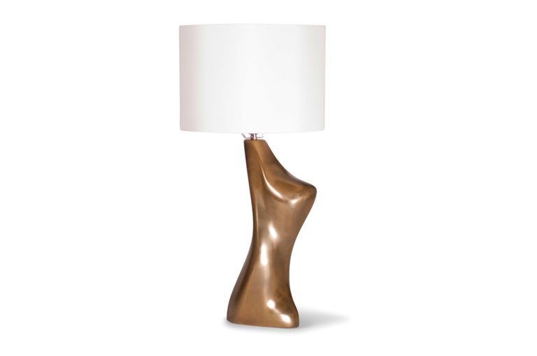 Amorph Helen Table Lamp, Gold Finish, Ivory Silk Shade For Sale at 1stDibs